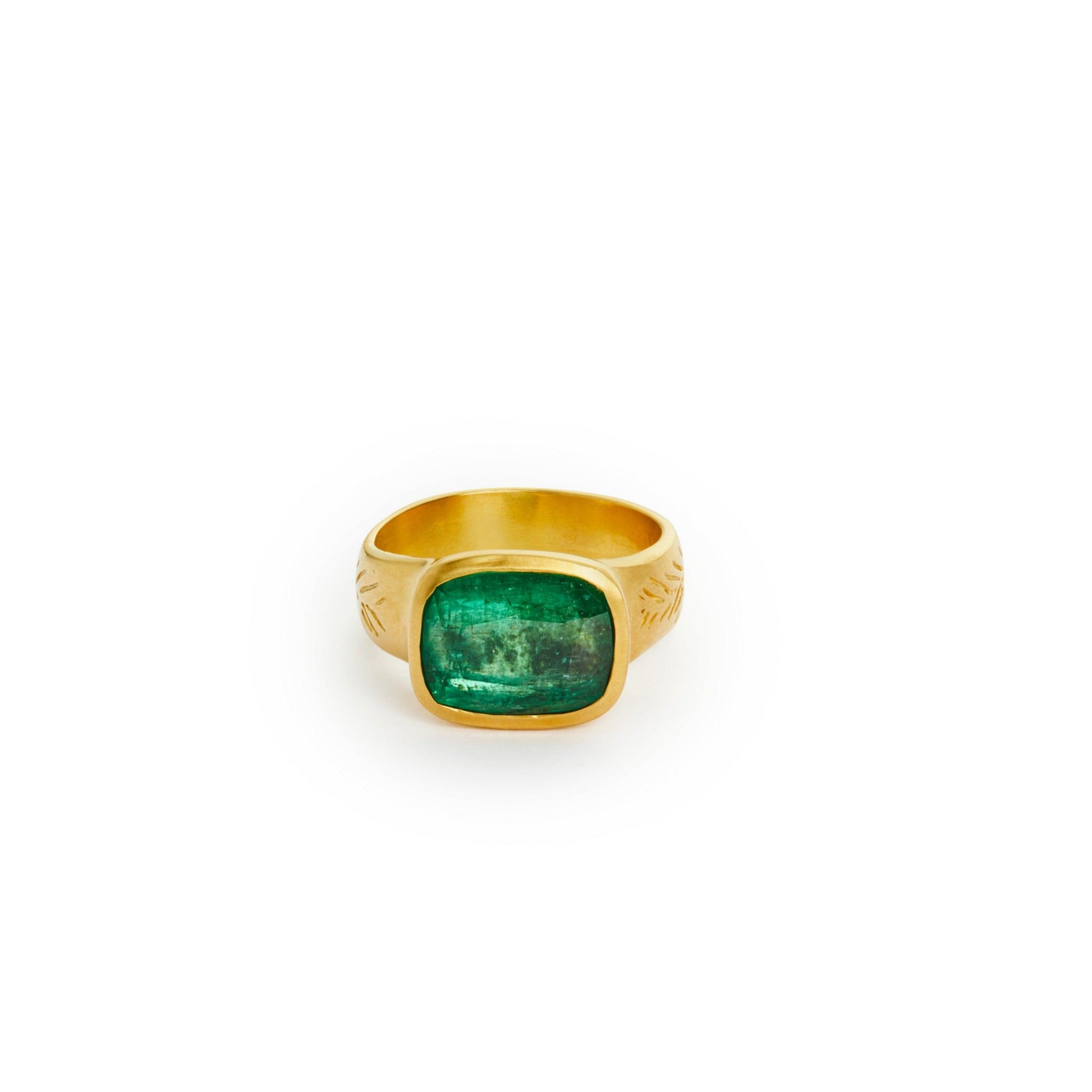 Emerald Olive Branch Ring